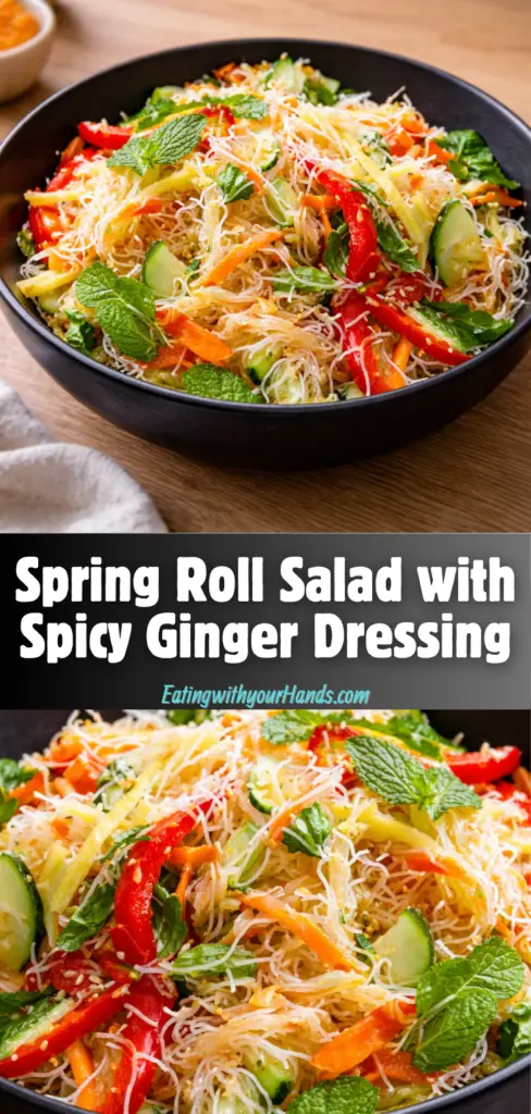 Spring Roll Salad with Spicy Ginger Dressing - EatingwithYourHands.Com