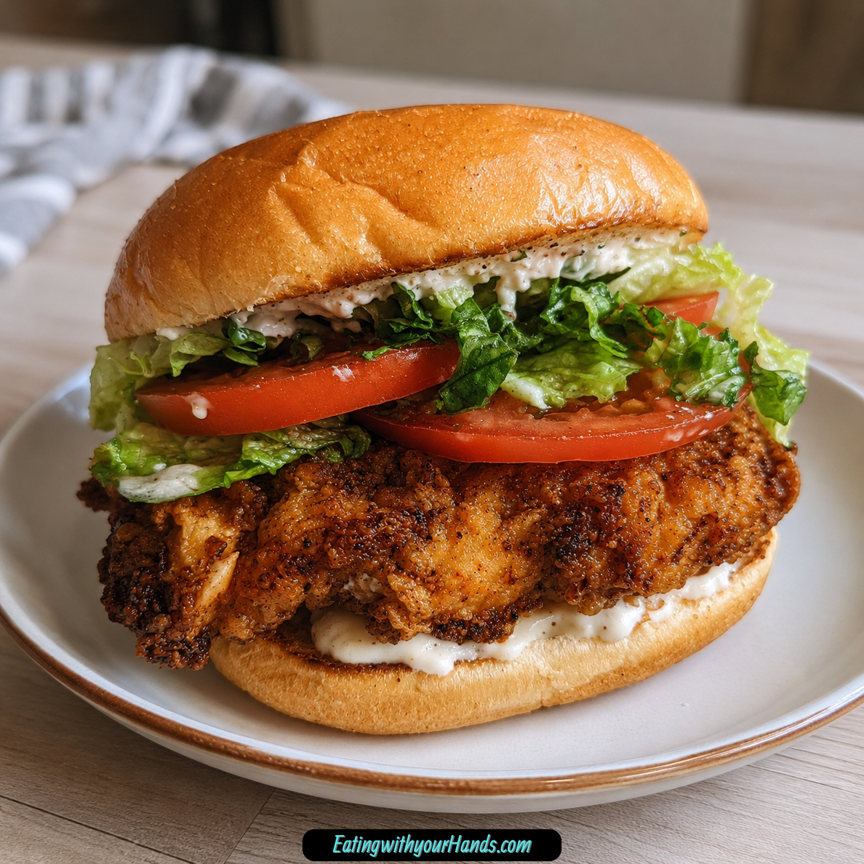 Cajun Crispy Chicken Sandwich Recipe - EatingwithYourHands.Com