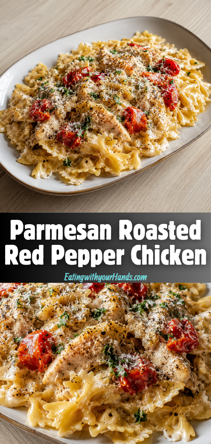 Parmesan Roasted Red Pepper Chicken - EatingwithYourHands.Com